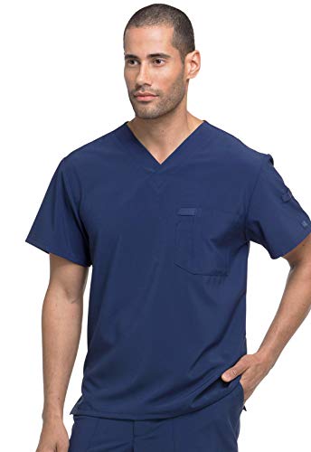 Dickies EDS Essentials Men Scrubs Top Tuckable V-Neck DK635, L, Navy