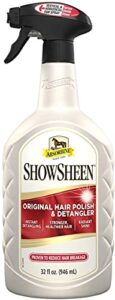 absorbine, showsheen showering shine original hair polish & detangler spray, 32 fl oz, white