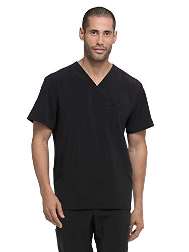 Dickies EDS Essentials Men Scrubs Top V-Neck DK645, L, Black