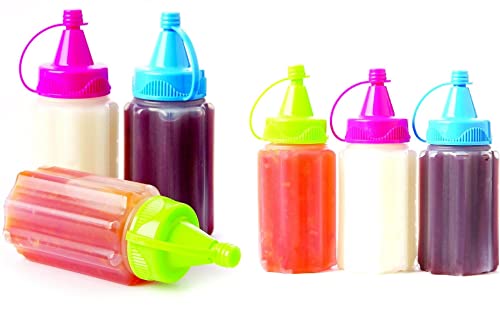 Home & Style Mini Condiment Set of 6 Ketchup Mustard Mayo Squeeze Bottles Travel BBQ School Picnic BPA FREE