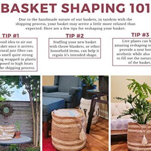 Ox Bay Betsy Two-Tone Natural Jute Woven Decorative Storage Basket With Handles