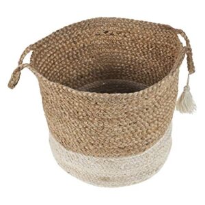 Ox Bay Betsy Two-Tone Natural Jute Woven Decorative Storage Basket With Handles