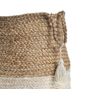 Ox Bay Betsy Two-Tone Natural Jute Woven Decorative Storage Basket With Handles