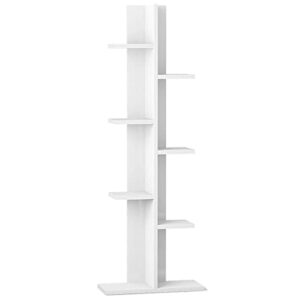 giantex 7-tier bookshelf, multipurpose storage shelf space-saving bookcase wood display shelf stand for books photos artwork, pot plant, storage holder rack w/ 8 open well-arranged shelves, white