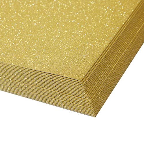 24 Sheets Gold Glitter Paper Cardstock for DIY Crafts, Card Making, Invitations, Double-Sided, 250gsm (8 x 12 In)