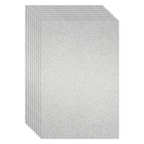 24 Sheets Silver Glitter Cardstock Paper for Scrapbooking, Arts, DIY Sparkle Crafts, 250gsm, Double-Sided (8 x 12 In)