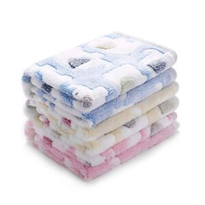 1 pack 3 blankets super soft fluffy premium cute elephant pattern pet blanket flannel throw for dog puppy cat blue/pink/yellow small(23x16 inch)