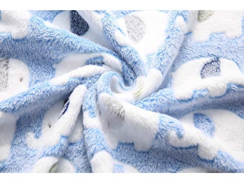 1 Pack 3 Blankets Super Soft Fluffy Premium Cute Elephant Pattern Pet Blanket Flannel Throw for Dog Puppy Cat Blue/Pink/Yellow Small(23x16 inch)