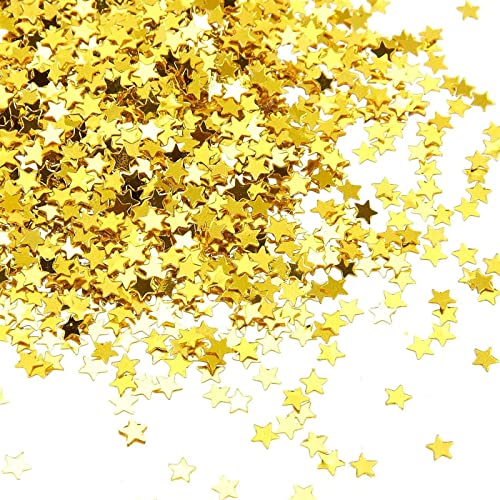 7oz, 200 Gram Star Confetti - Metallic Glitter Foil Confetti Star Sequins - Ideal for Balloons, Tables, Art Crafts, Wedding Festival Decor, Bachelorette Party Supplies, DIY Decorations - Gold, 0.1 inches