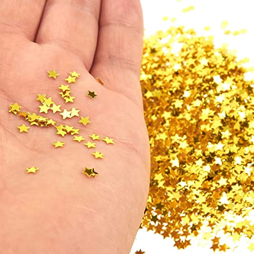 7oz, 200 Gram Star Confetti - Metallic Glitter Foil Confetti Star Sequins - Ideal for Balloons, Tables, Art Crafts, Wedding Festival Decor, Bachelorette Party Supplies, DIY Decorations - Gold, 0.1 inches