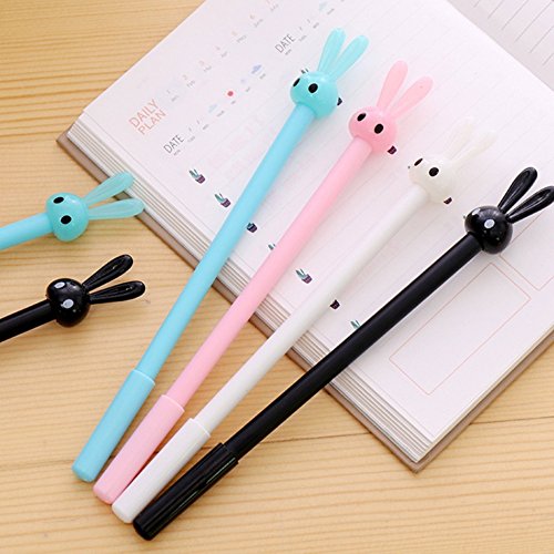 Bluelans 4Pcs Kawaii Rabbit 0.38mm Black Ink Gel Pens Stationery Office School Supplies Rollerball Pens