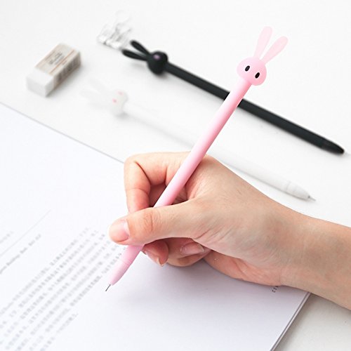 Bluelans 4Pcs Kawaii Rabbit 0.38mm Black Ink Gel Pens Stationery Office School Supplies Rollerball Pens