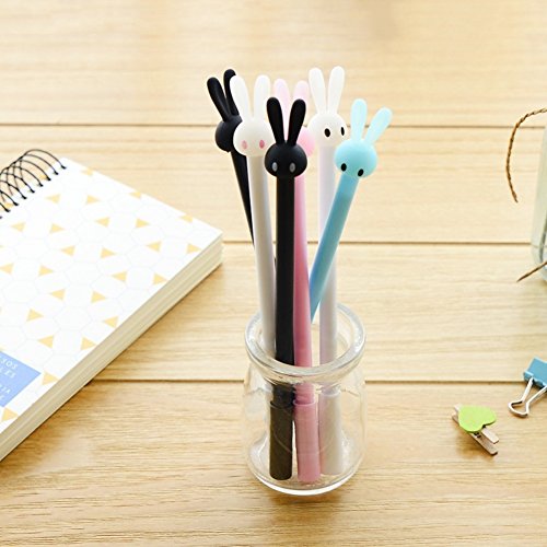 Bluelans 4Pcs Kawaii Rabbit 0.38mm Black Ink Gel Pens Stationery Office School Supplies Rollerball Pens