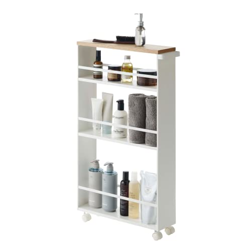 YAMAZAKI home Tower Rolling Slim Storage Cart With Handle White