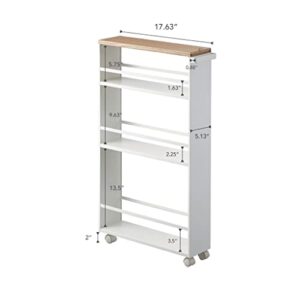 YAMAZAKI home Tower Rolling Slim Storage Cart With Handle White