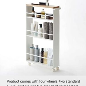 YAMAZAKI home Tower Rolling Slim Storage Cart With Handle White