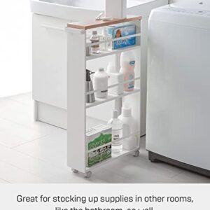 YAMAZAKI home Tower Rolling Slim Storage Cart With Handle White