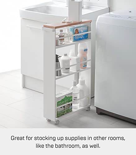 YAMAZAKI home Tower Rolling Slim Storage Cart With Handle White