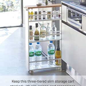 YAMAZAKI home Tower Rolling Slim Storage Cart With Handle White