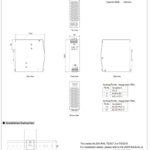 MEAN WELL NDR-120-12 DIN Rail Power Supply 120W 12V 10A Constant Current Low No-Load Loss Overheat Protection