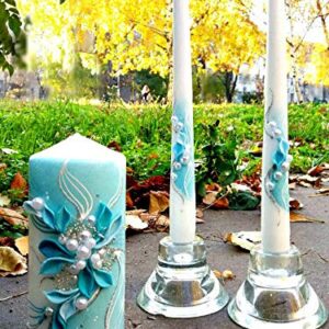 Magik Life Unity Candle Set for Wedding - Wedding Accessories for Reception and Ceremony - Decorative Pillars Teal