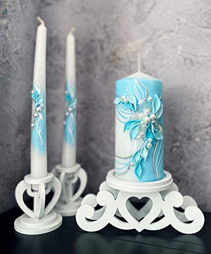 Magik Life Unity Candle Set for Wedding - Wedding Accessories for Reception and Ceremony - Decorative Pillars Teal