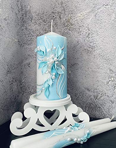 Magik Life Unity Candle Set for Wedding - Wedding Accessories for Reception and Ceremony - Decorative Pillars Teal