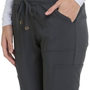 HeartSoul Women Scrubs Pant Low Rise Drawstring HS025, M, Pewter