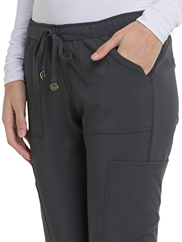 HeartSoul Women Scrubs Pant Low Rise Drawstring HS025, M, Pewter