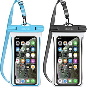 GLBSUNION Universal Waterproof Phone Case,2-Pack Waterproof Phone Lanyard Dry Bag Pouch for iPhone 14 13 12 11 Pro Xs Max Plus Galaxy S22 LG up to 8",Protective Pouch for Pool Beach Kayaking Travel