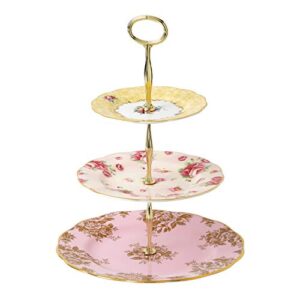 royal albert 100 years three-tier (bouquet, blush & golden rose) cake stand, 13.8", multi