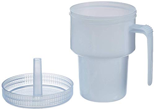 Sammons Preston Kennedy Cup, Spillproof Adult Sippy Cup with Handle & Secure Lid, 7 oz. No Spill Cups to Drink Warm & Cold Liquids Lying Down,Daily Living Glasses for Disabled & Elderly with Weak Grip