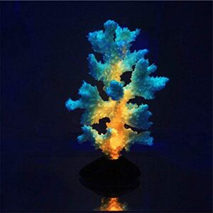 danmu 1pc glowing effect artificial coral plant ornaments, aquarium coral decor for fish tank aquarium decoration (orange)