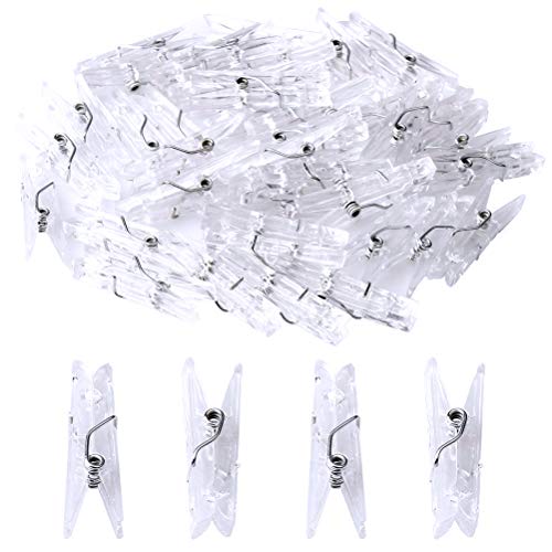 Clear Photo Clips, 100Pcs Mini Transparent Plastic Clothespins Hanging Multi-Functiona Picture Clips for Office,Home,Arts