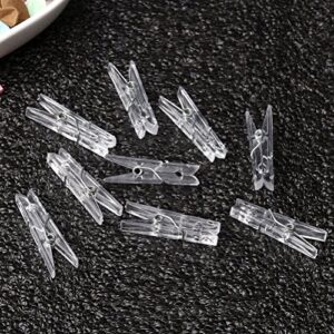 Clear Photo Clips, 100Pcs Mini Transparent Plastic Clothespins Hanging Multi-Functiona Picture Clips for Office,Home,Arts