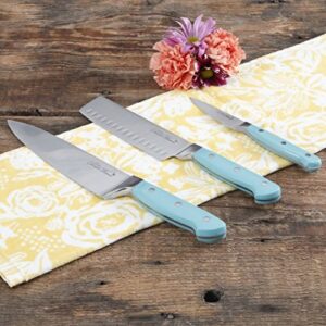 the pioneer woman teal 3-piece cutlery set