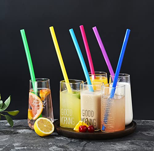 ALINK Reusable Silicone Smoothie Straws, 12” Extra Long Flexible Half Gallon Replacement Straws for Tall Travel Mug, 32 oz 40 oz YETI/RTIC Tumbler, Set of 6 with Brush