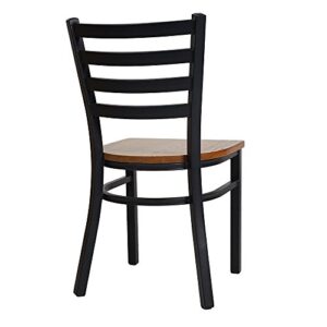 KARMAS PRODUCT Black Metal Dining Chairs Fully Assembled with Solid Wood Seat, Kitchen Restaurant Dining Room Chair Stackable Bistro Cafe Heavy Duty Side Chairs,Set of 2