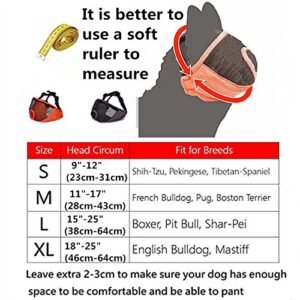 JYHY Short Snout Dog Muzzles- Adjustable Breathable Mesh Bulldog Muzzle for Biting Chewing Barking Training Dog Mask,Black(Eyehole) M