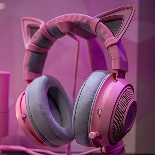 Razer Kitty Ears for Kraken Headsets: Compatible with Kraken 2019, Kraken TE Headsets - Adjustable Strraps - Water Resistant Construction - Quartz Pink