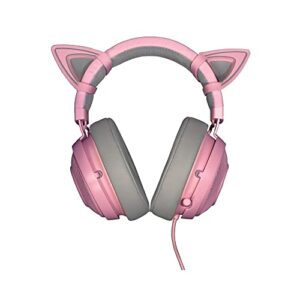 Razer Kitty Ears for Kraken Headsets: Compatible with Kraken 2019, Kraken TE Headsets - Adjustable Strraps - Water Resistant Construction - Quartz Pink