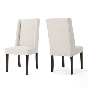 gdfstudio christopher knight home rory fabric dining chairs, 2-pcs set, ivory / brown