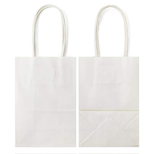 AZOWA Gift Bags Mini Kraft Paper Bags With Handles(White, 25 Pcs)