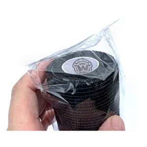 WildCow 4" Black Vet Wrap Tape Bulk, 12 Pack Cohesive Bandage Wrap, Self Adherent Grip Rolls