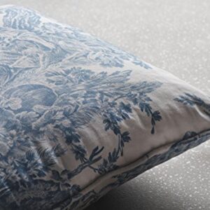 Maison d' Hermine Decorative Pillow Covers 100% Cotton Toile Washable Cushion Cover with Invisible Zipper for Home Decor, Sofa, Couch, Bedroom, The Miller - Denim - Spring/Summer (20"x20")