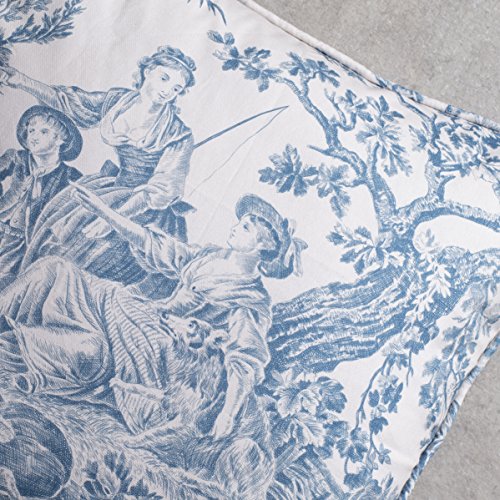 Maison d' Hermine Decorative Pillow Covers 100% Cotton Toile Washable Cushion Cover with Invisible Zipper for Home Decor, Sofa, Couch, Bedroom, The Miller - Denim - Spring/Summer (20"x20")