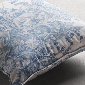 Maison d' Hermine Decorative Pillow Covers 100% Cotton Toile Washable Cushion Cover with Invisible Zipper for Home Decor, Sofa, Couch, Bedroom, The Miller - Denim - Spring/Summer (20"x20")