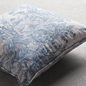 Maison d' Hermine Decorative Pillow Covers 100% Cotton Toile Washable Cushion Cover with Invisible Zipper for Home Decor, Sofa, Couch, Bedroom, The Miller - Denim - Spring/Summer (20"x20")