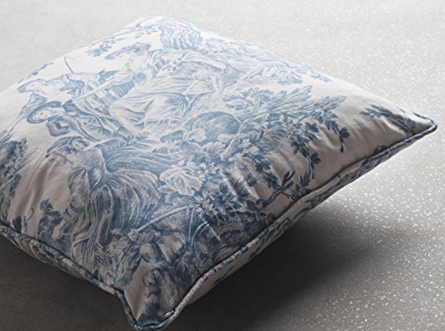 Maison d' Hermine Decorative Pillow Covers 100% Cotton Toile Washable Cushion Cover with Invisible Zipper for Home Decor, Sofa, Couch, Bedroom, The Miller - Denim - Spring/Summer (20"x20")