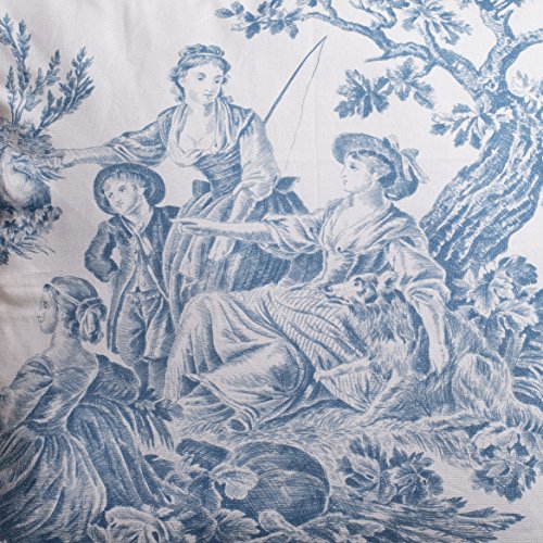 Maison d' Hermine Decorative Pillow Covers 100% Cotton Toile Washable Cushion Cover with Invisible Zipper for Home Decor, Sofa, Couch, Bedroom, The Miller - Denim - Spring/Summer (20"x20")